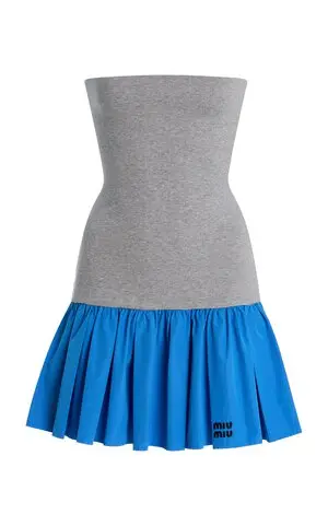 Miu Miu Jersey And Poplin Mini Dress - Multi