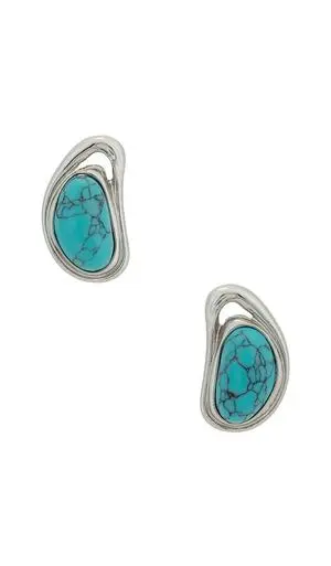 PETIT MOMENTS Valia Earrings With Turquoise-tone Stone - Teal