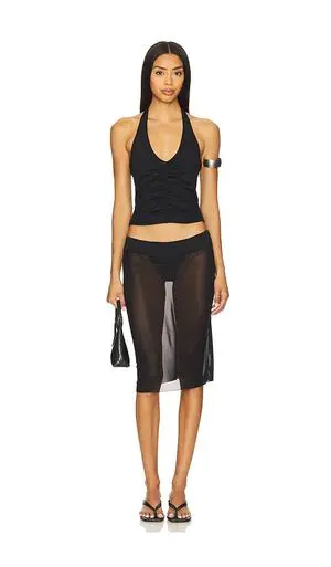 Susana Monaco Center Gathered Tie Halter Top