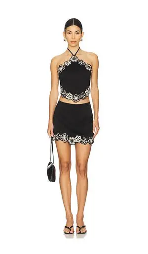 Tularosa Melani Halterneck Top With Floral Embroidery