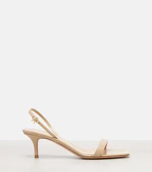 GIANVITO ROSSI Ribbon Patent Leather Slingback Sandals - Beige