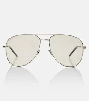 Saint Laurent Tone Aviator Sunglasses - Silver
