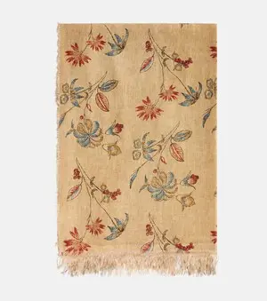 THE HOUSE OF LYRIA Tormento Floral Linen Tablecloth - Beige