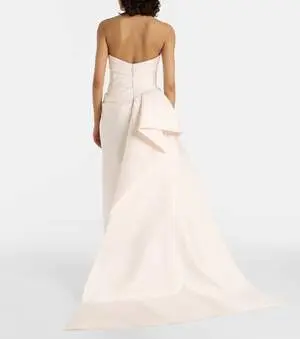 Monique Lhuillier Draped Strapless Mikado Gown