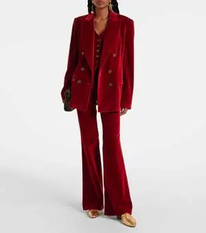 Etro Double-breasted Velvet Blazer - Red