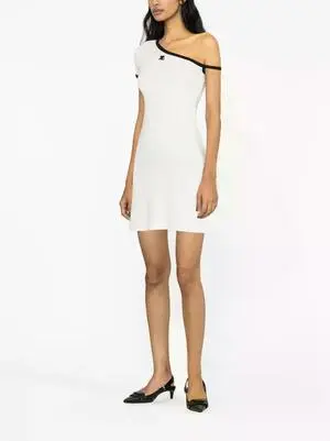 COURREGES Logo-patch Asymmetric Cotton Minidress