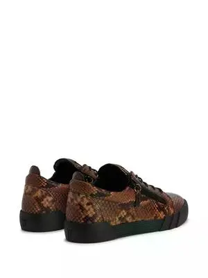 GIUSEPPE ZANOTTI Frankie Snakeskin-print Leather Sneakers - Brown