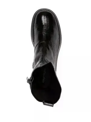 COURREGES Calf Leather Cracked Effect Boots - Black