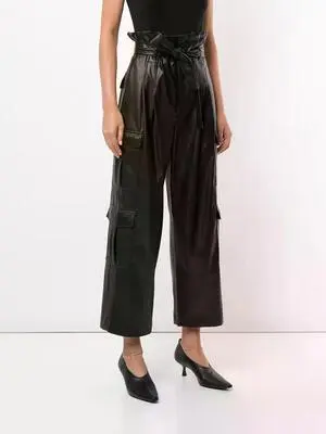 Goen.j Faux-leather Tie Waist Trousers