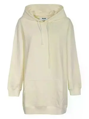 MSGM Cotton Hoodie With Rear Logo Print - White