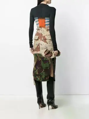 PREEN BY THORNTON BREGAZZI Patchwork Camouflage Pencil Skirt