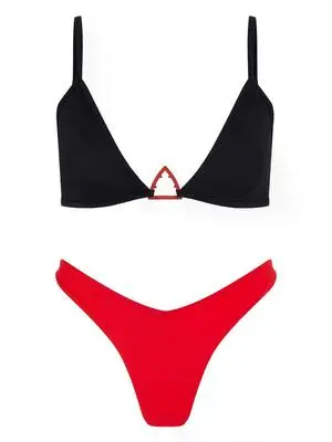 LET'S SWIM Signature Shark Tooth Hardware Bikini Top - Black