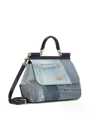 Dolce & Gabbana Large Sicily Patchwork Denim Tote Bag