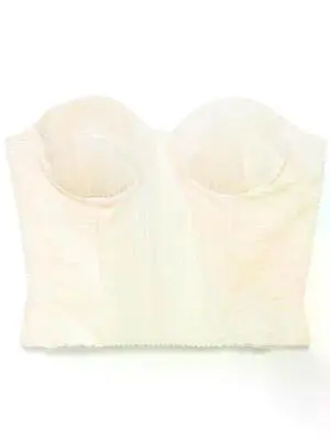 Ermanno Scervino Ribbed Velvet Bustier Top - Neutrals