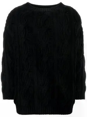 Valentino Garavani Wool Cable Knit Crew Neck Sweater