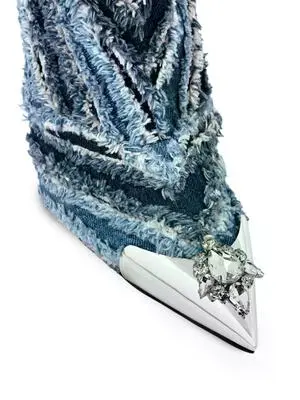 Philipp Plein High Stiletto Denim Boots