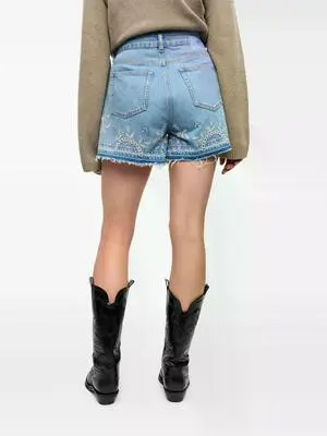 GANNI Embroidered Denim Shorts