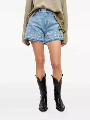 GANNI Embroidered Denim Shorts