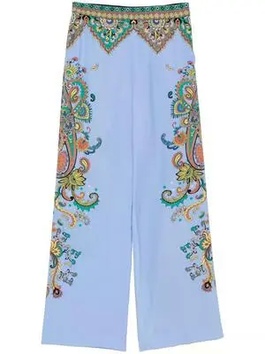 Etro Paisley Print Silk Trousers