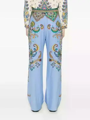 Etro Paisley Print Silk Trousers