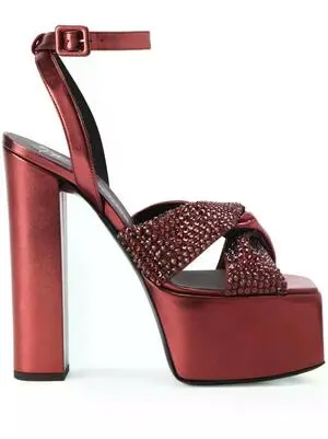 GIUSEPPE ZANOTTI Embellished Platform Sandals - Red