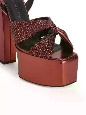 GIUSEPPE ZANOTTI Embellished Platform Sandals - Red