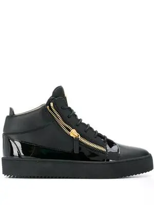 GIUSEPPE ZANOTTI Kriss Leather Mid-top Sneakers - Black