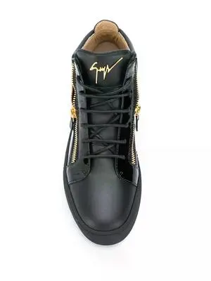 GIUSEPPE ZANOTTI Kriss Leather Mid-top Sneakers - Black