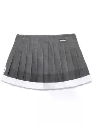 Miu Miu Pleated Mini Skirt With Logo Detail