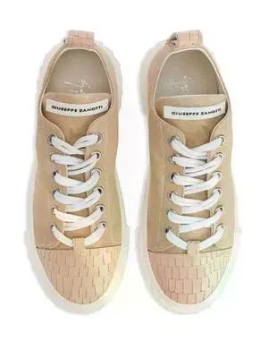 GIUSEPPE ZANOTTI Beige Leather Panelled Sneakers - Neutrals