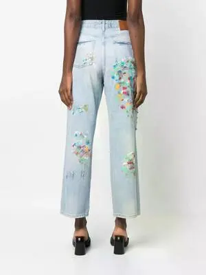 Philipp Plein Cropped Rhinestone-embellished Jeans