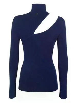 DONDUP Cut-out Detailed High Neck Top With Long Sleeves - Blue