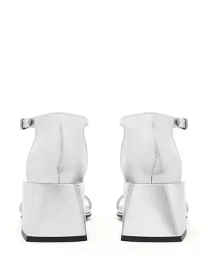 COURREGES Double Buckle Leather Sandals - Silver