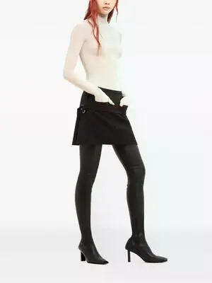 COURREGES Virgin Wool Pinstriped Mini Skirt