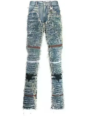 1017 Alyx 9sm Distressed Frayed Straight Leg Jeans - Blue