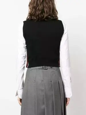 Thom Browne Cashmere Cropped Crew Neck Shell Top