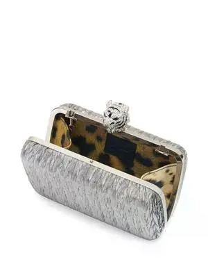 Roberto Cavalli Embellished Tiger Head Clutch Bag