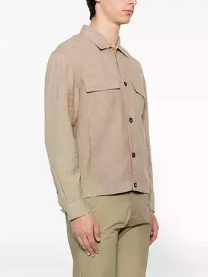 Zegna Leather Shirt Jacket - Neutrals