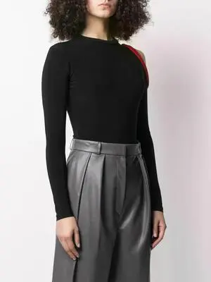 ATU BODY COUTURE Two-tone Cut-away Shoulder Bodysuit