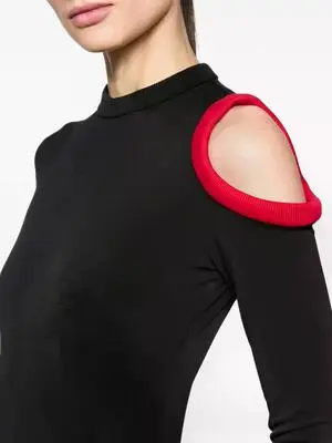 ATU BODY COUTURE Two-tone Cut-away Shoulder Bodysuit