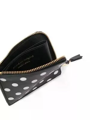 Comme Des Garçons Polka-dot Zip-around Wallet - Black