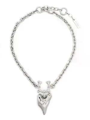 VANN JEWELRY Tone Brass Heart Choker Necklace - Silver