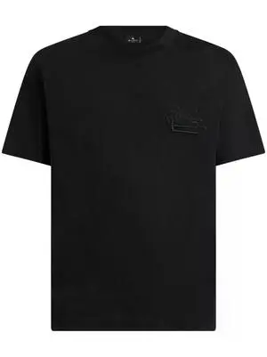 Etro Logo-embroidered Cotton T-shirt - Black