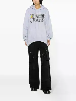 Moschino Logo Print Cotton Hoodie - Grey
