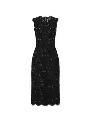 Dolce & Gabbana Floral Lace Midi Dress - Black