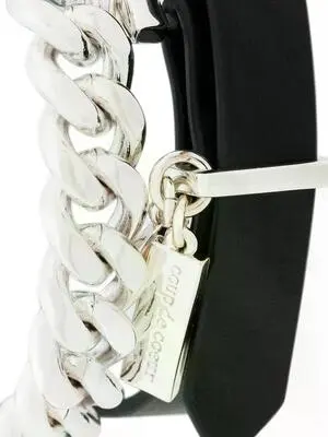 COUP DE COEUR Leather And Silver Plated Chain Wrap Bracelet