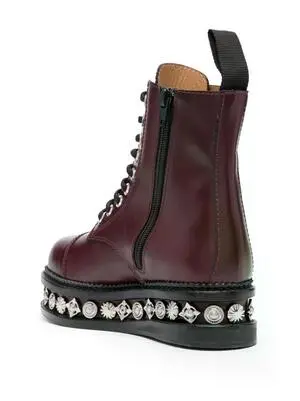 Toga Stud-embellished Lace-up Leather Boots