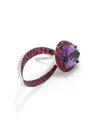 SHAUN LEANE 18kt White Gold Ruby And Amethyst Earrings - Silver