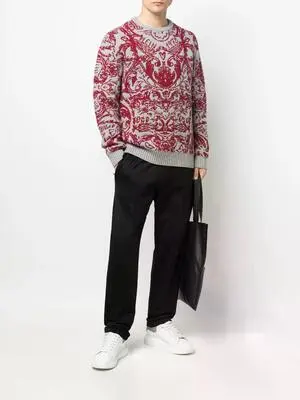 Philipp Plein Intarsia Knit Design Jumper - Grey