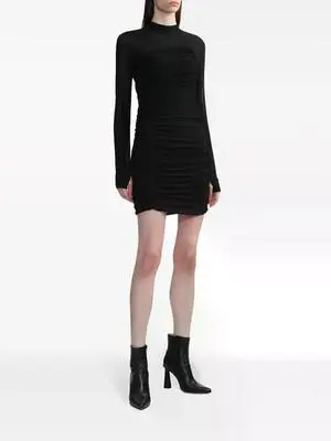 Helmut Lang Ruched Mock Neck Long Sleeve Mini Dress